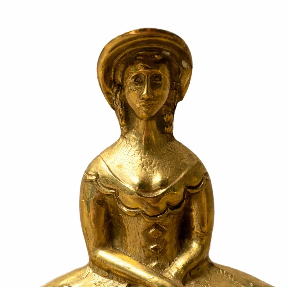 No Label | Accents | Brass Plated Figural Bell Victorian Woman Girl 92s ...